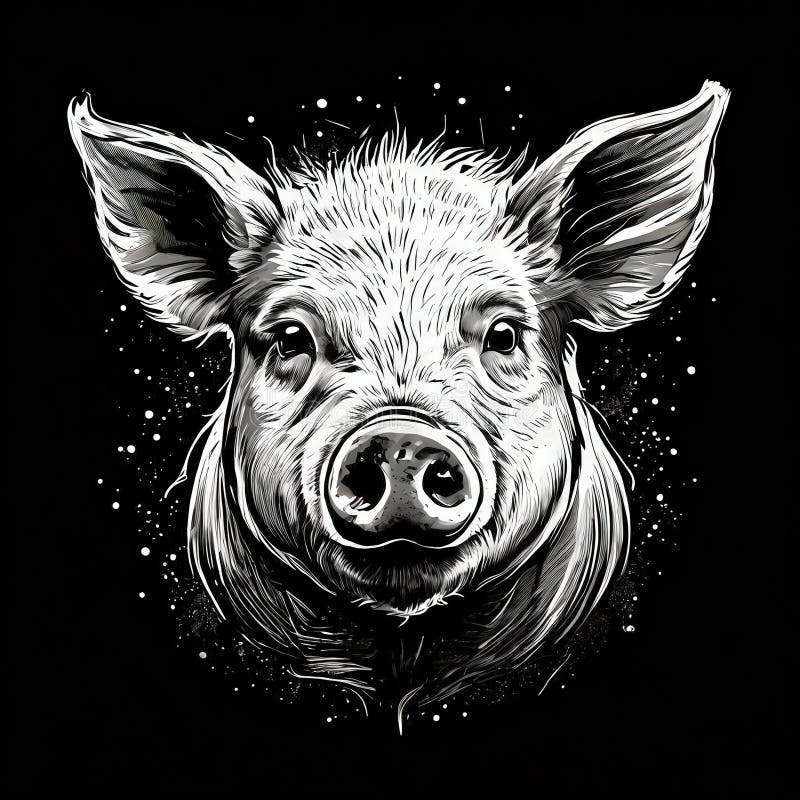 The AI Image Generator, Pig Closeup Face Portrait Stock Illustration ...