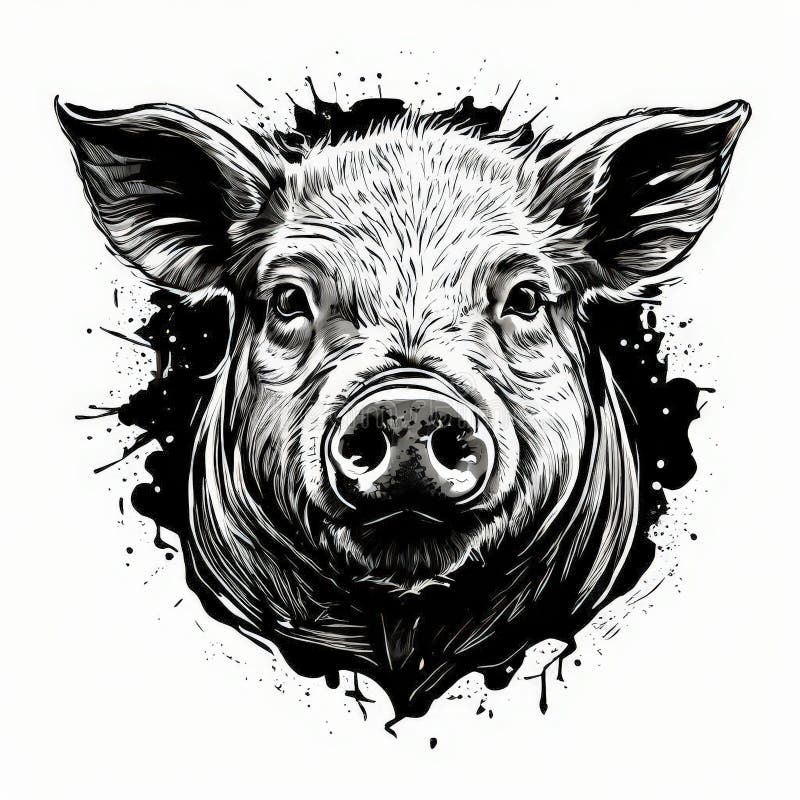 The AI Image Generator, Pig Closeup Face Portrait Stock Illustration ...