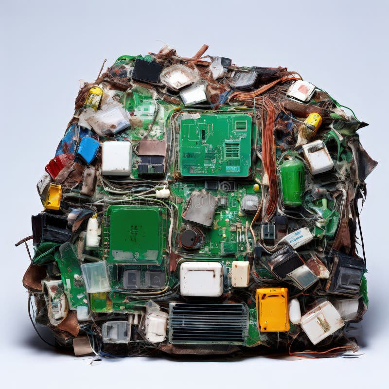 :an AI Image Generator, Pile of Discarded Electronic Waste and Hardware ...