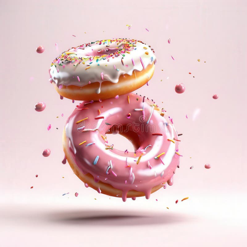 An AI Image Generator, Pink Frosted Donut in Air with Sprinkles ...