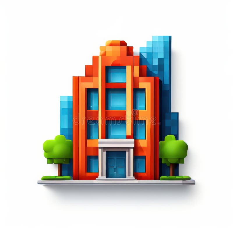 The AI Image Generator, Pixel Art Game Building Stock Illustration ...