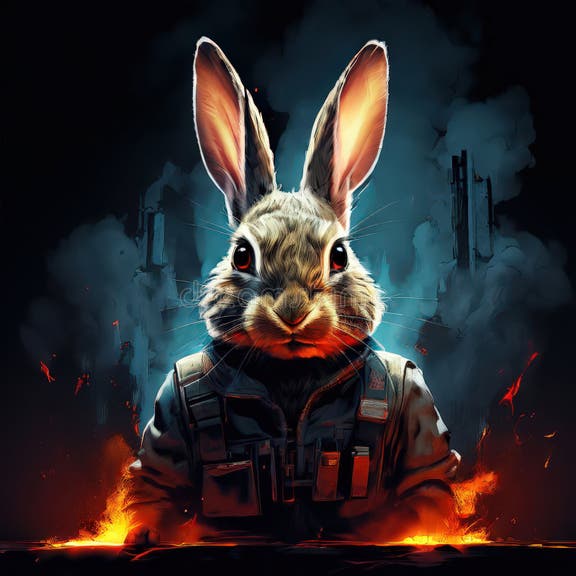 The AI Image Generator, Rabbit in the Night Stock Illustration ...