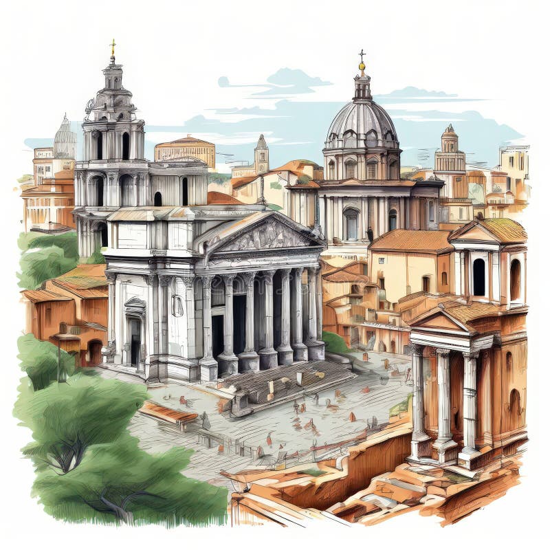 The AI Image Generator, Roman Architecture in Detailed Artistic ...