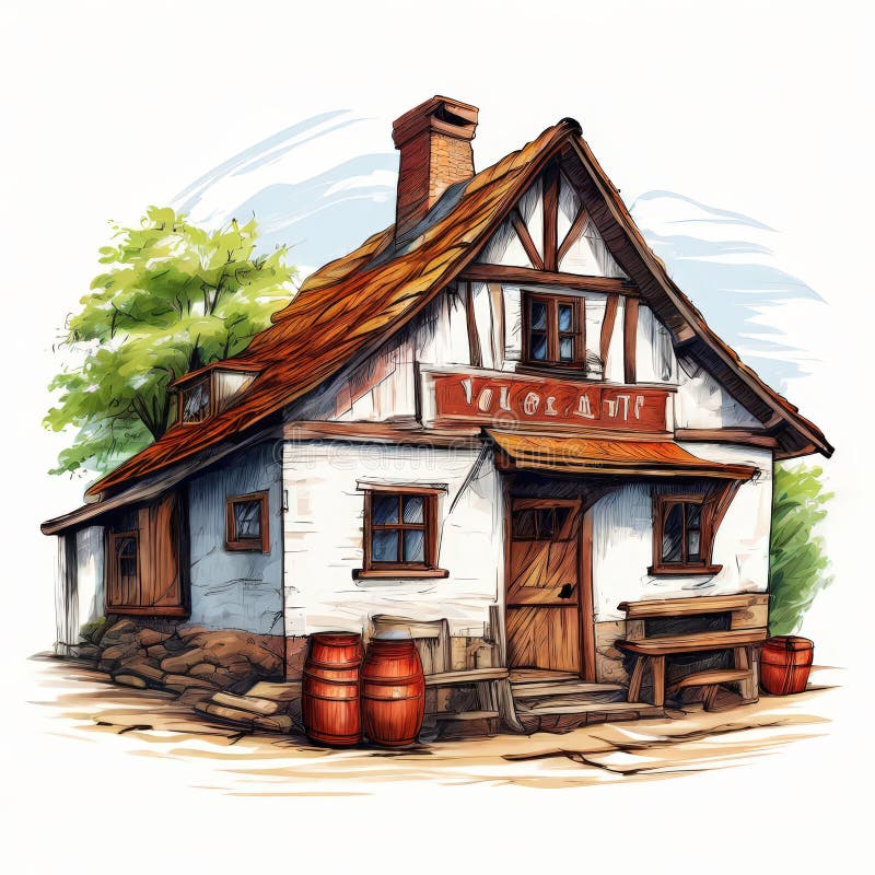 ..an AI Image Generator, Rustic Cottage with Red Roof Surrounded by ...