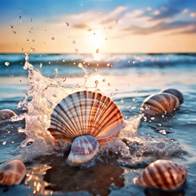 The AI Image Generator, Sea Shells Falling from the Sky Washing ...
