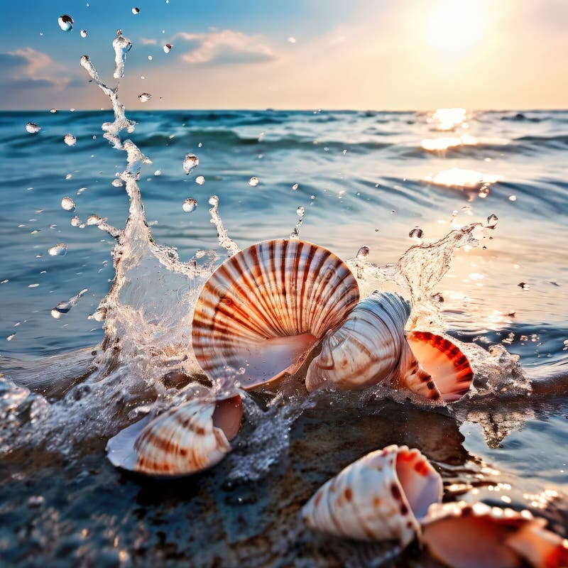 The AI Image Generator, Sea Shells Falling from the Sky Washing ...