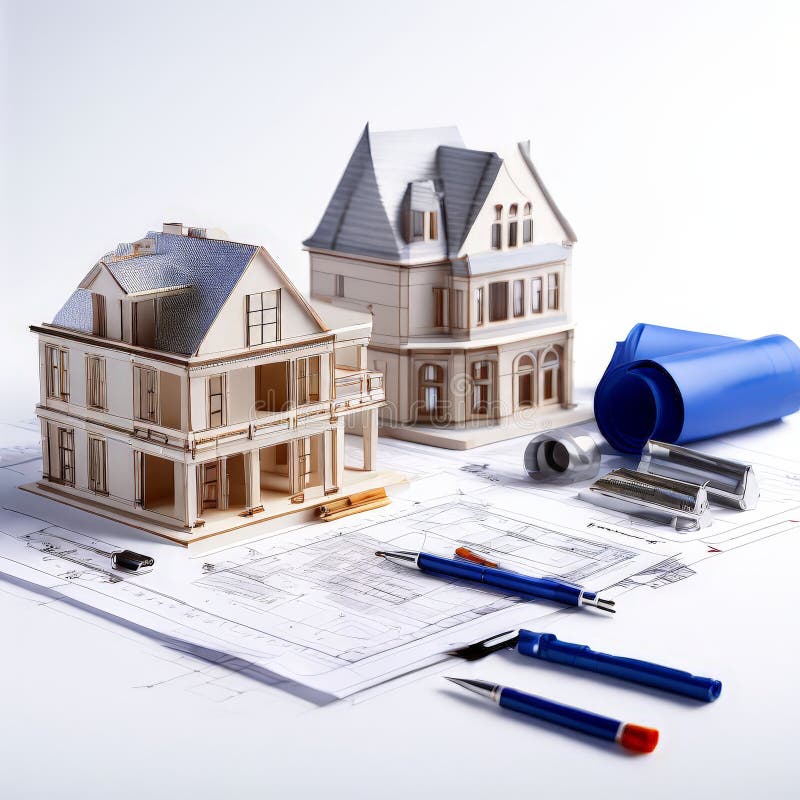 AI Image Generator, Small House Model on Architecture Floor Plan Stock ...