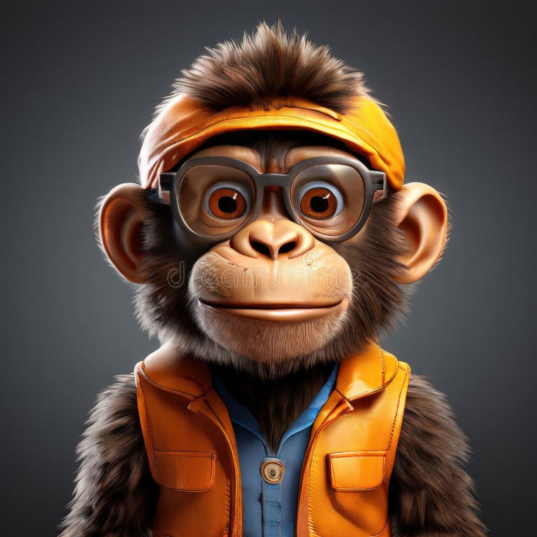 An AI Image Generator, Smiling Cartoon Monkey Wearing Cap Stock ...