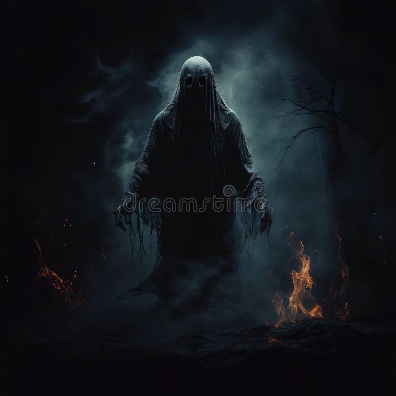 The AI Image Generator, Spooky Ghost Floating in the Dark Editorial ...