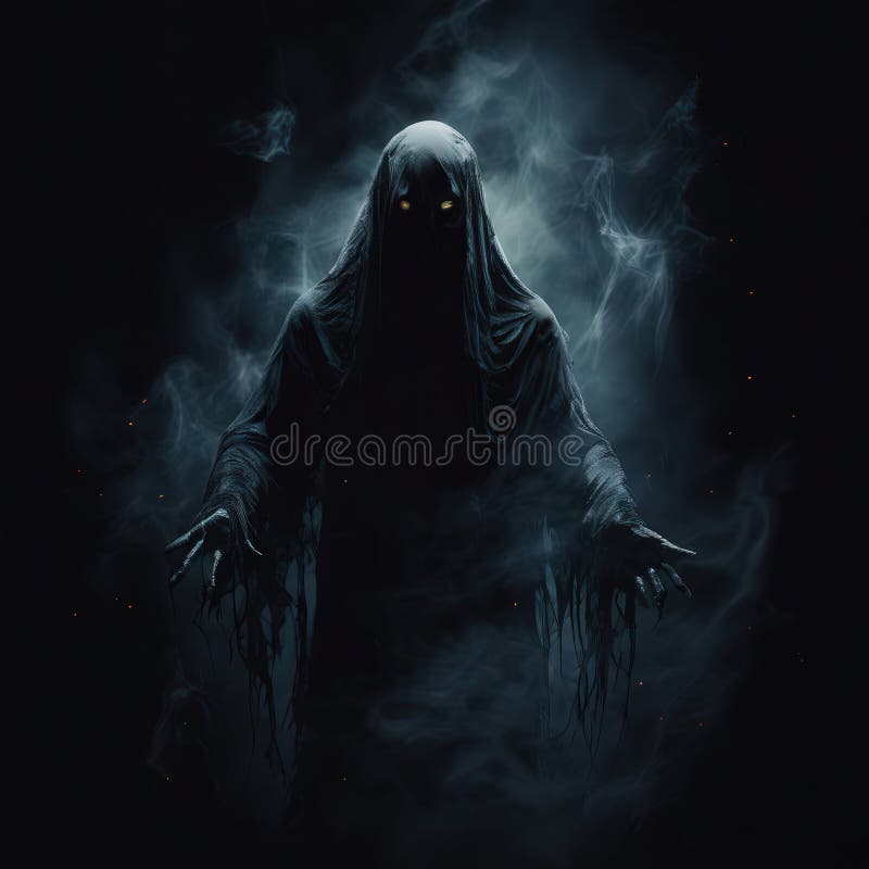 The AI Image Generator, Spooky Ghost Floating in the Dark Stock ...