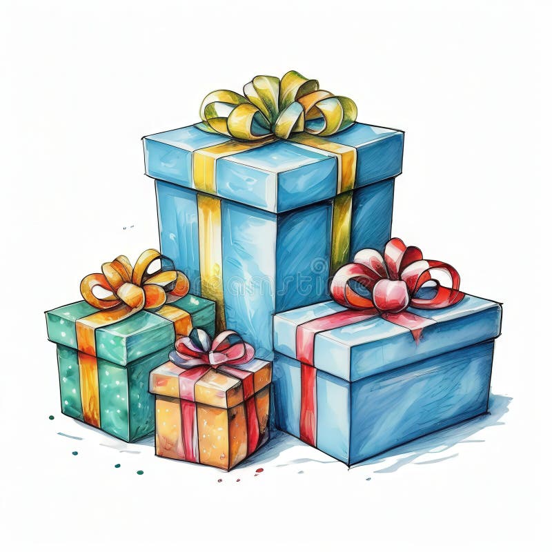 The AI Image Generator, Stack of Gift Boxes Stock Illustration ...