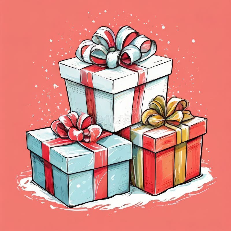 The AI Image Generator, Stack of Gift Boxes Stock Illustration ...