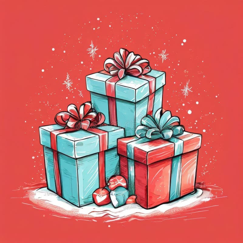 The AI Image Generator, Stack of Gift Boxes Stock Illustration ...