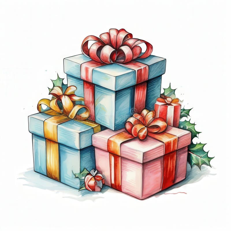 The AI Image Generator, Stack of Gift Boxes Stock Illustration ...