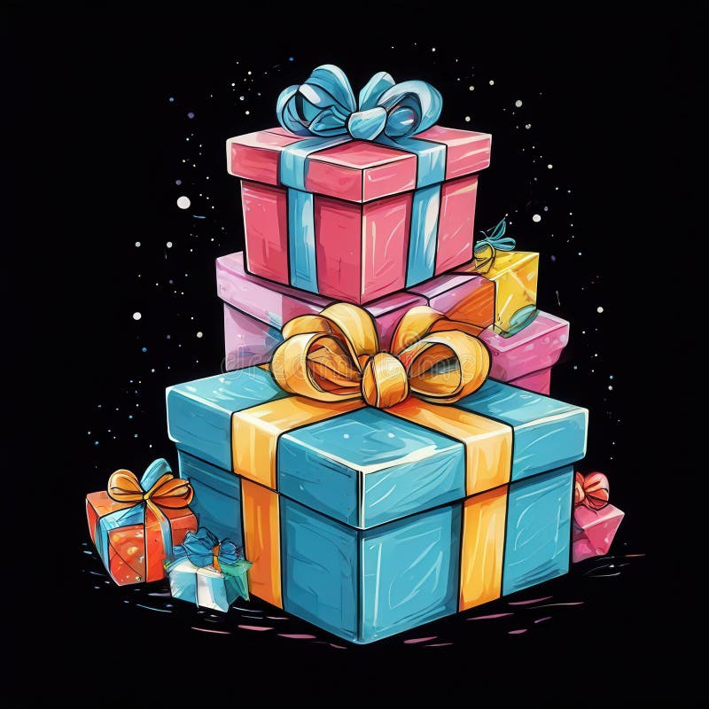 The AI Image Generator, Stack of Gift Boxes Stock Illustration ...