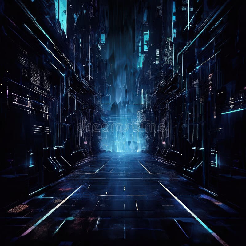 The AI Image Generator, Tech Cityscape Background Stock Illustration ...