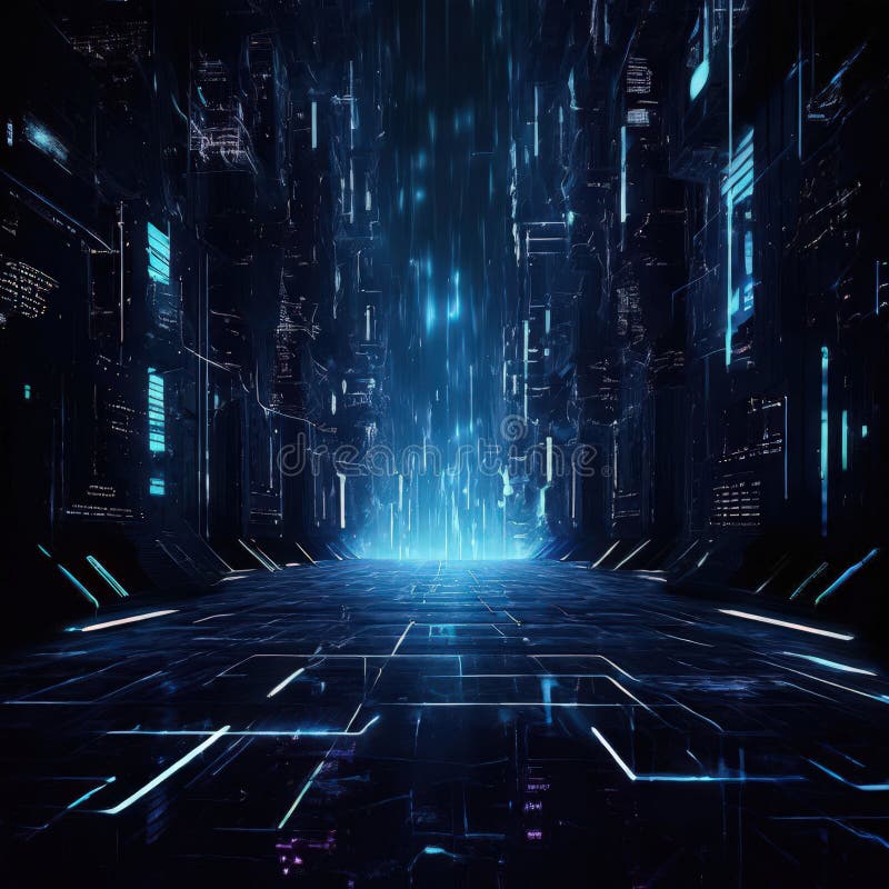 The AI Image Generator, Tech Cityscape Background Stock Illustration ...