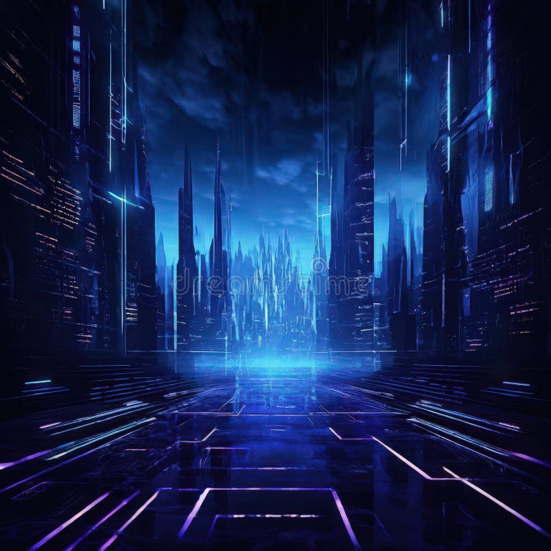 The AI Image Generator, Tech Cityscape Background Stock Illustration ...