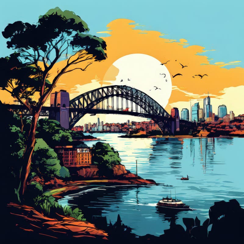 An AI Image Generator, Vibrant Illustration of Iconic Sydney Opera ...
