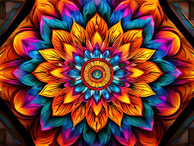 An AI Image Generator, Vibrant Mandala Artwork Featuring Colorful ...