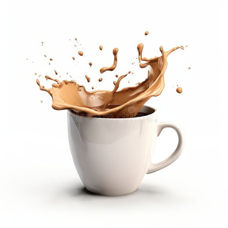 An AI Image Generator, White Mug with Coffee Splash on Light Brown ...