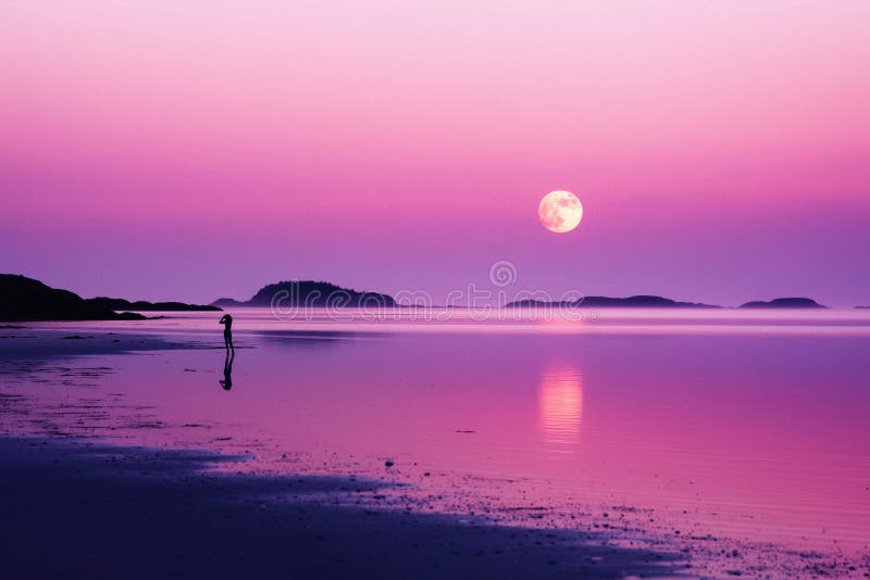 Human Silhouette at the Majestic Sunset Beach Stock Illustration ...