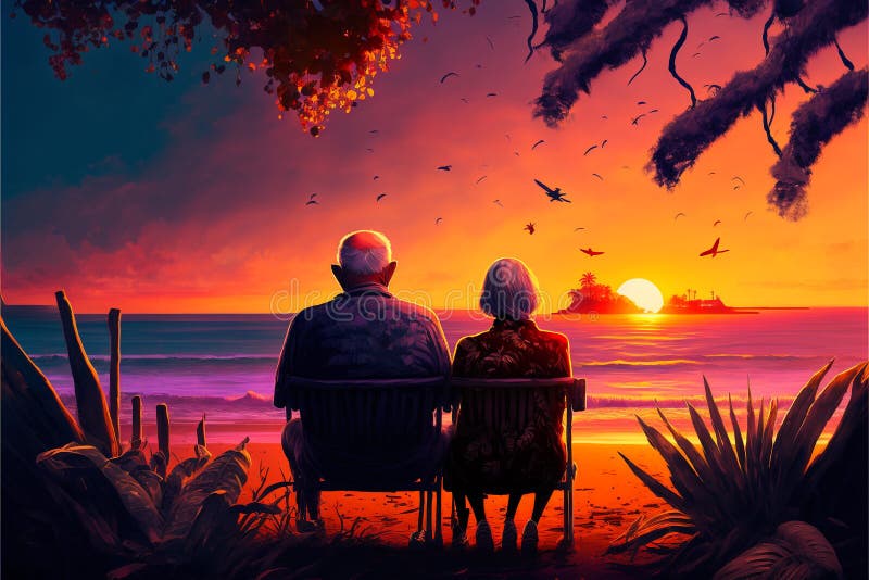 AI Image of Love Couple Enjoying Their Moment at the Beach. Stock ...