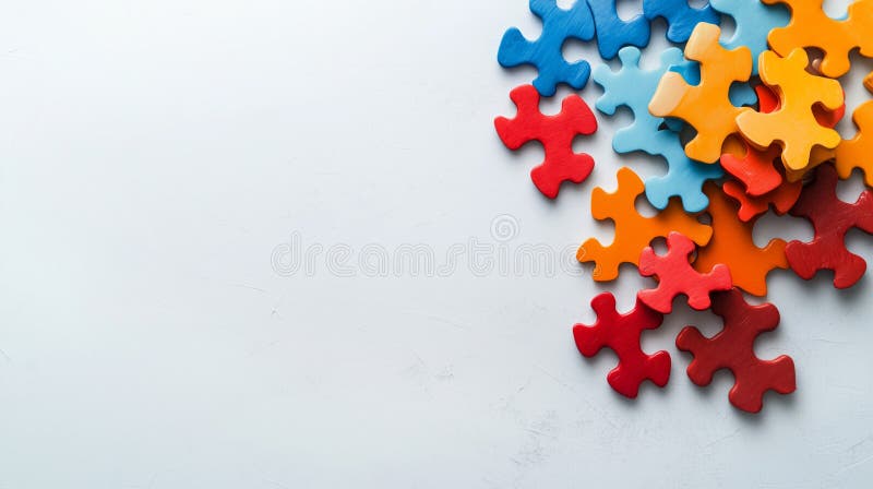 Multicolored Puzzle Pieces Banner. Autism Abstract Concept Stock ...