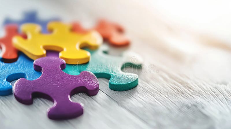 Multicolored Puzzle Pieces Banner. Autism Abstract Concept Stock ...