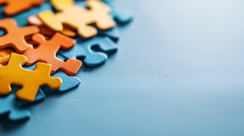 Multicolored Puzzle Pieces Banner. Autism Abstract Concept Stock ...