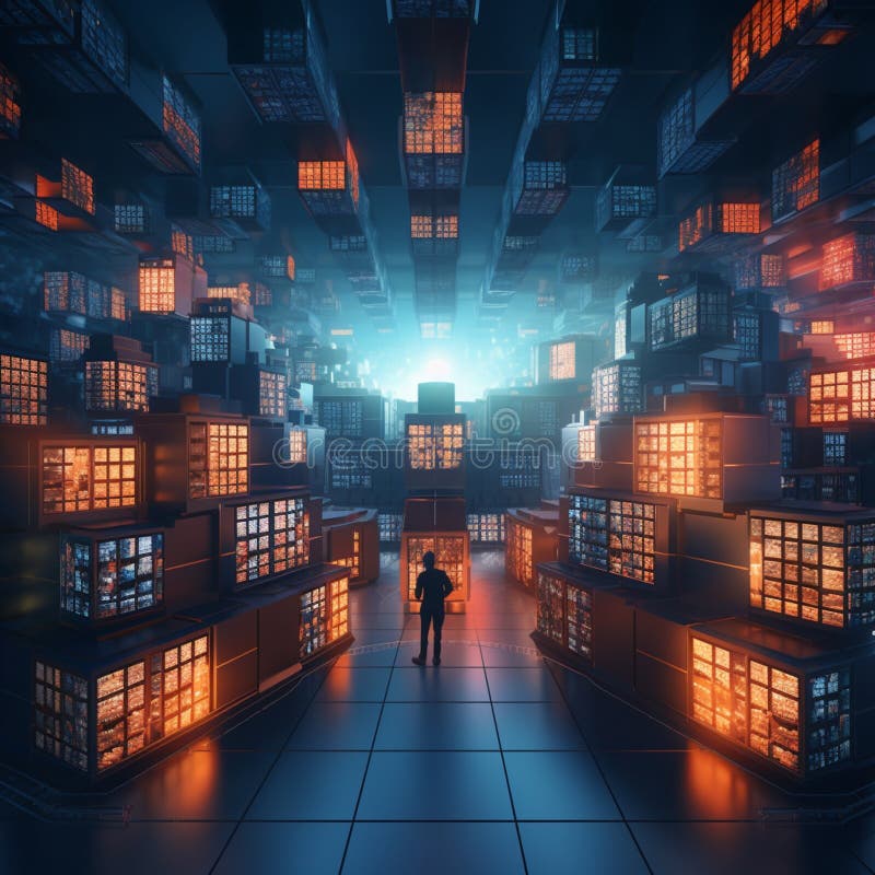 3D Rendering Isometric Data Technology Diagram Illustration Stock ...
