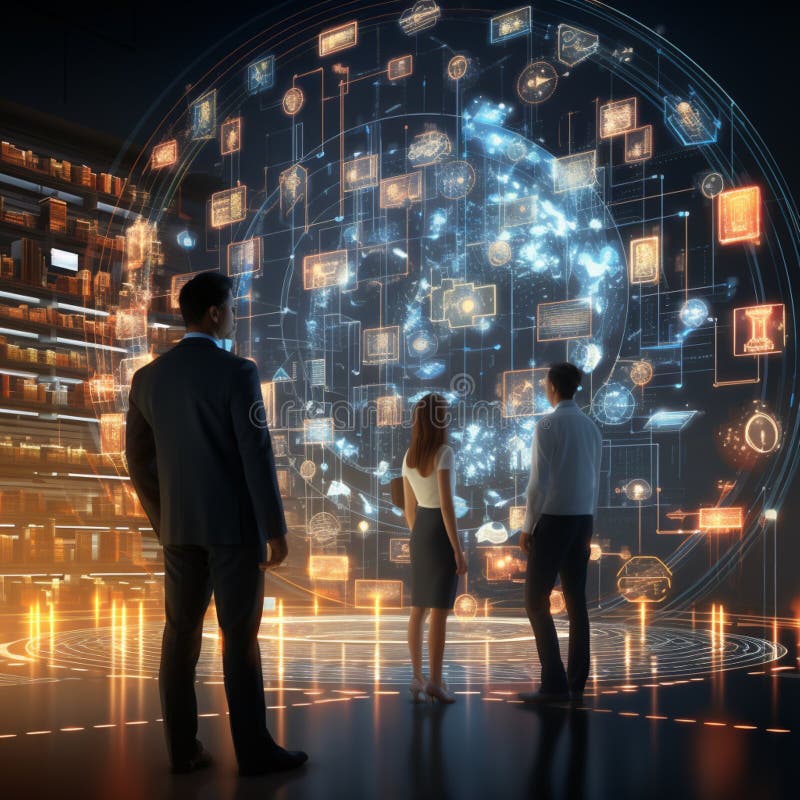 A Man Standing in Front of a Cityscape with a Tablet Illustration Image ...