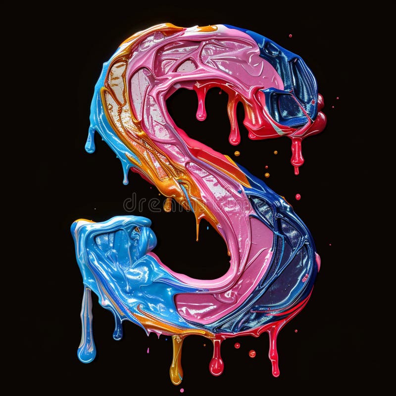 3d Alphabet with Melted Colorful Paint Letters Image Stock Illustration ...