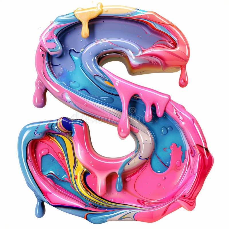 3d Alphabet with Melted Colorful Paint Letters Image Stock Illustration ...