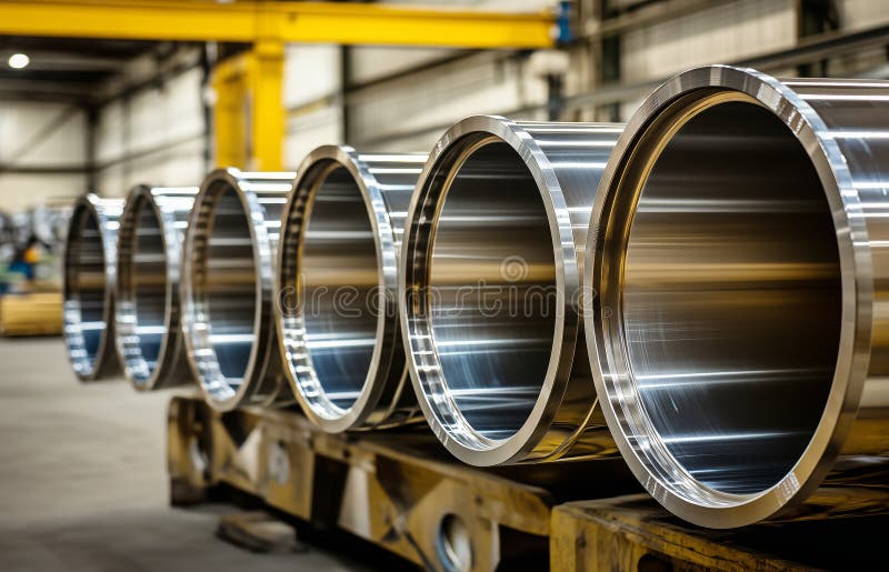 AI Image of Stack of New Stainless Pipes in Industrial Warehouse Stock ...