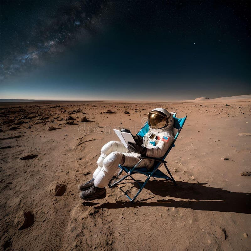 AI Images - Astronaut Resting on Mars in a Beach Chair Stock ...