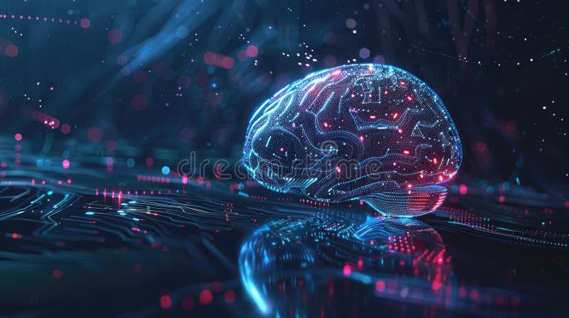 AI Insights Flowing through a Digital Brain, Symbolizing Advanced Data ...