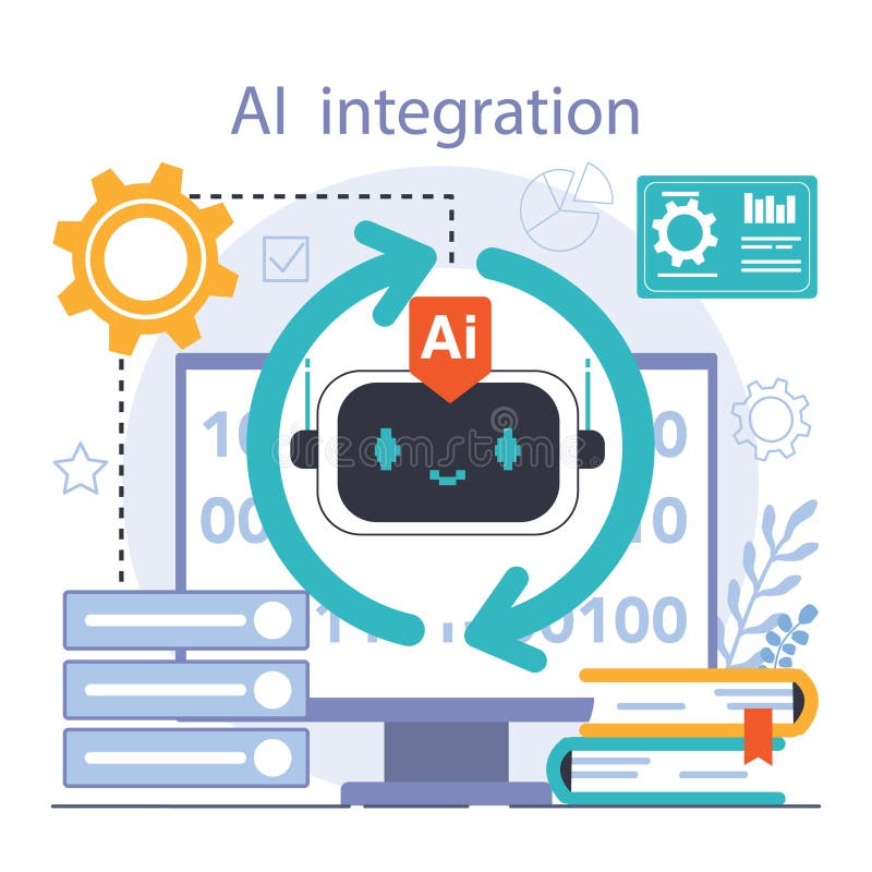 Ai Integration. Artificial Intelligence and Human Synergy Stock Vector ...