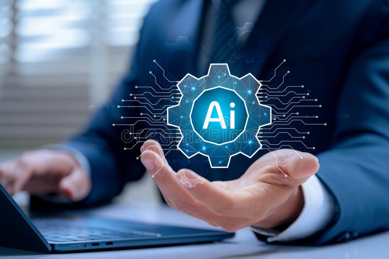 AI Integration in Business Technology Concept with a Businessman ...