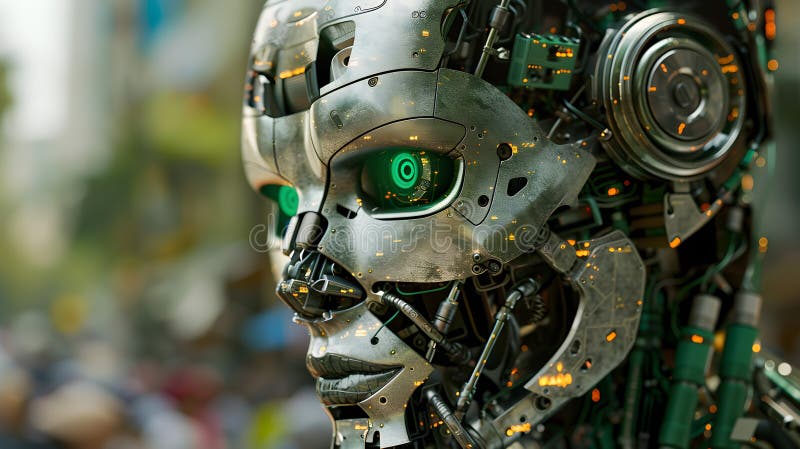 AI Integration: Human and Machine Stock Illustration - Illustration of ...