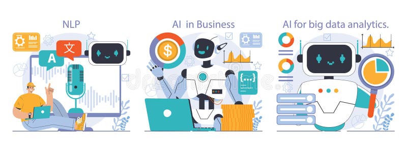 Ai Integration Set. Artificial Intelligence and Human Synergy Stock ...