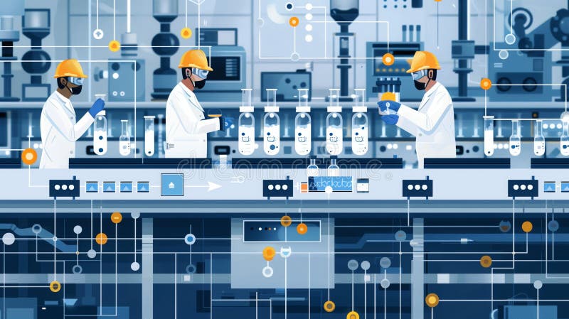 AI Integration Workflow in a Modern Laboratory Stock Illustration ...