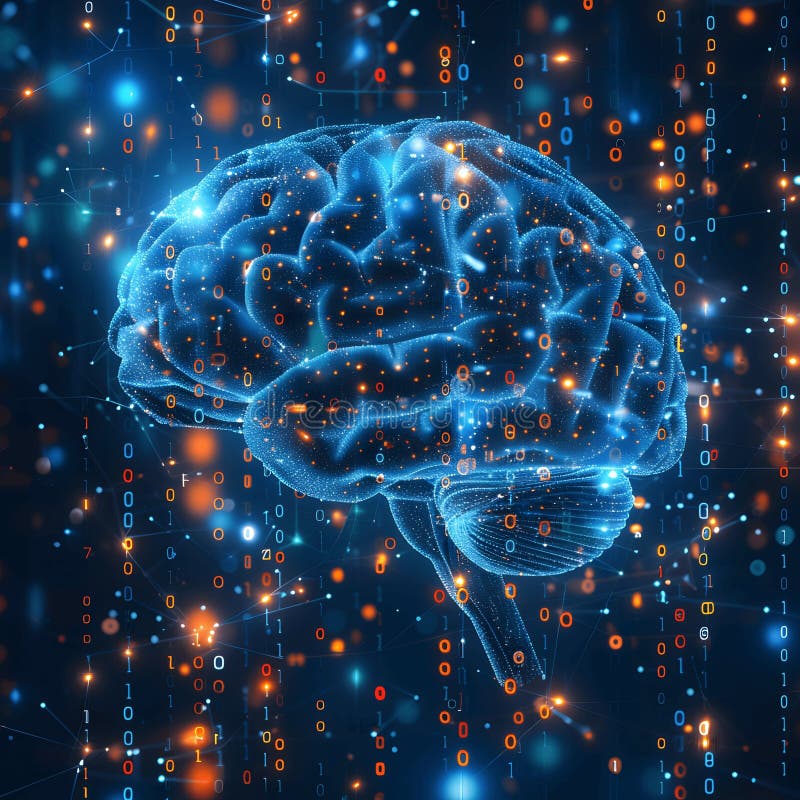 AI Intellect Visualized in Binary Weave. Stock Illustration ...