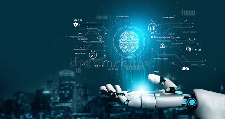 AI Interacting with Data Management and System Interface Vouch Stock Photo - Image of database ...