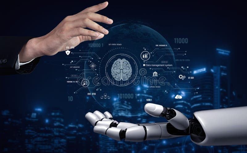 AI Interacting with Data Management and System Interface Vouch Stock Image - Image of analysis ...