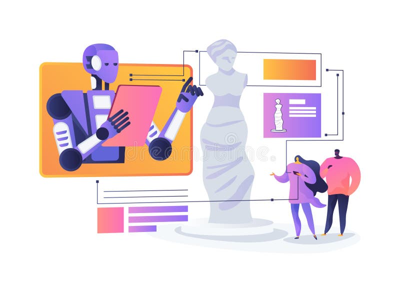 AI Interactive Museum Guides Abstract Concept Vector Illustration ...
