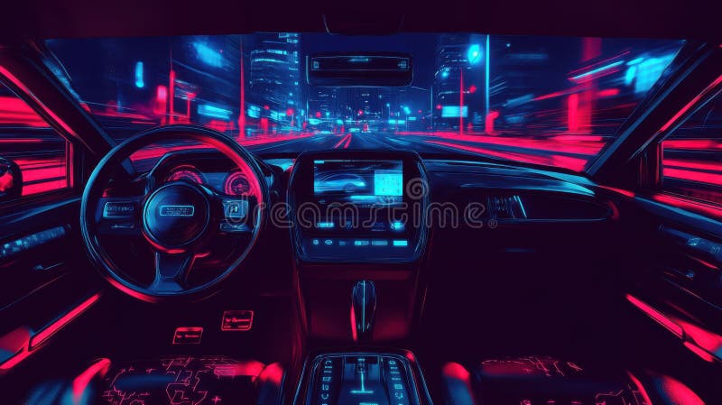 AI Interface Displaying Route and Data, Advanced Self-driving Car ...