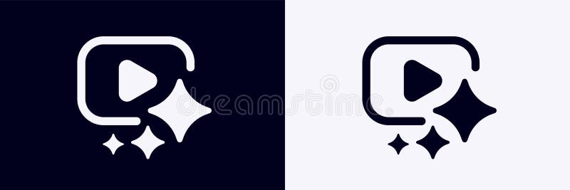 Ai Interface Icon with Play Button and Sparkle Elements for Digital ...