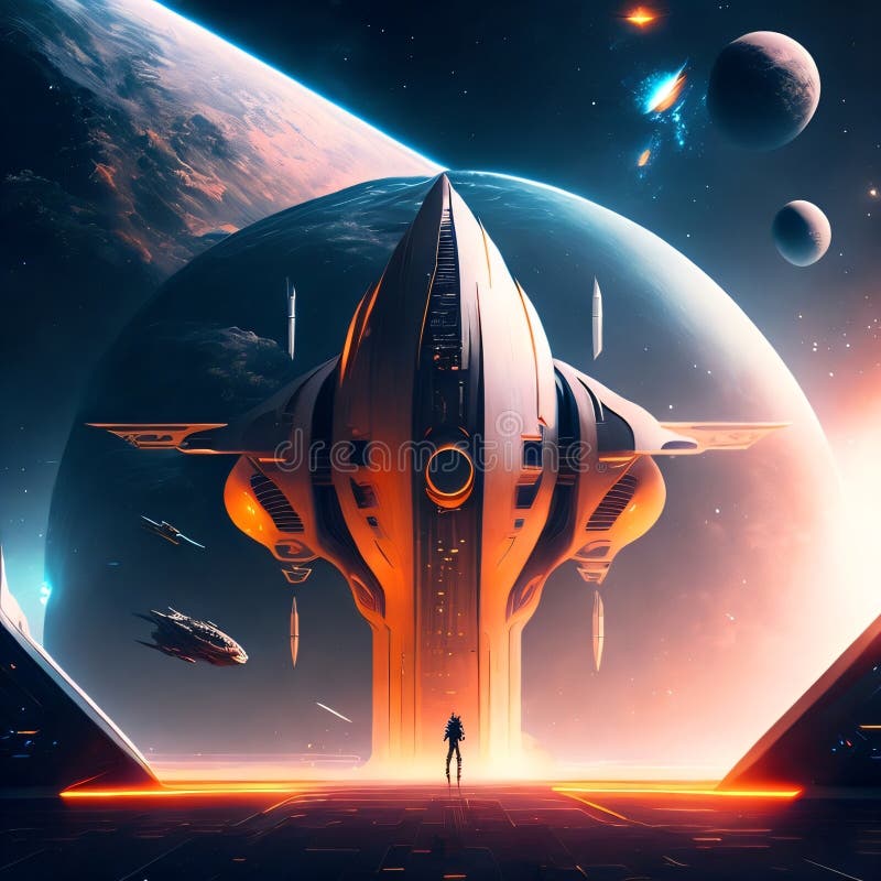 Ai Intergalactic Space Station Center of Galaxies Stock Image - Image ...