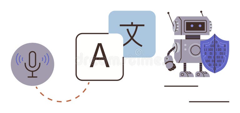 AI Language Translation Concept with Robot, Microphone, and Data ...